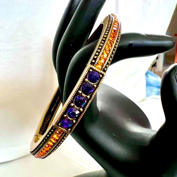 Heidi Daus | Jewelry | Heidi Daus Antiqued Gold Tone Hinged Bangle ...